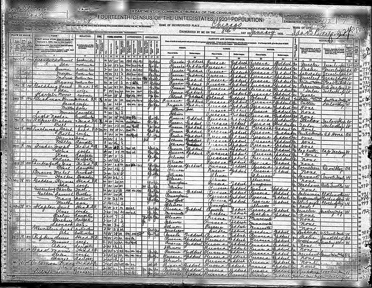 1920 U.S. Census Forms Family History